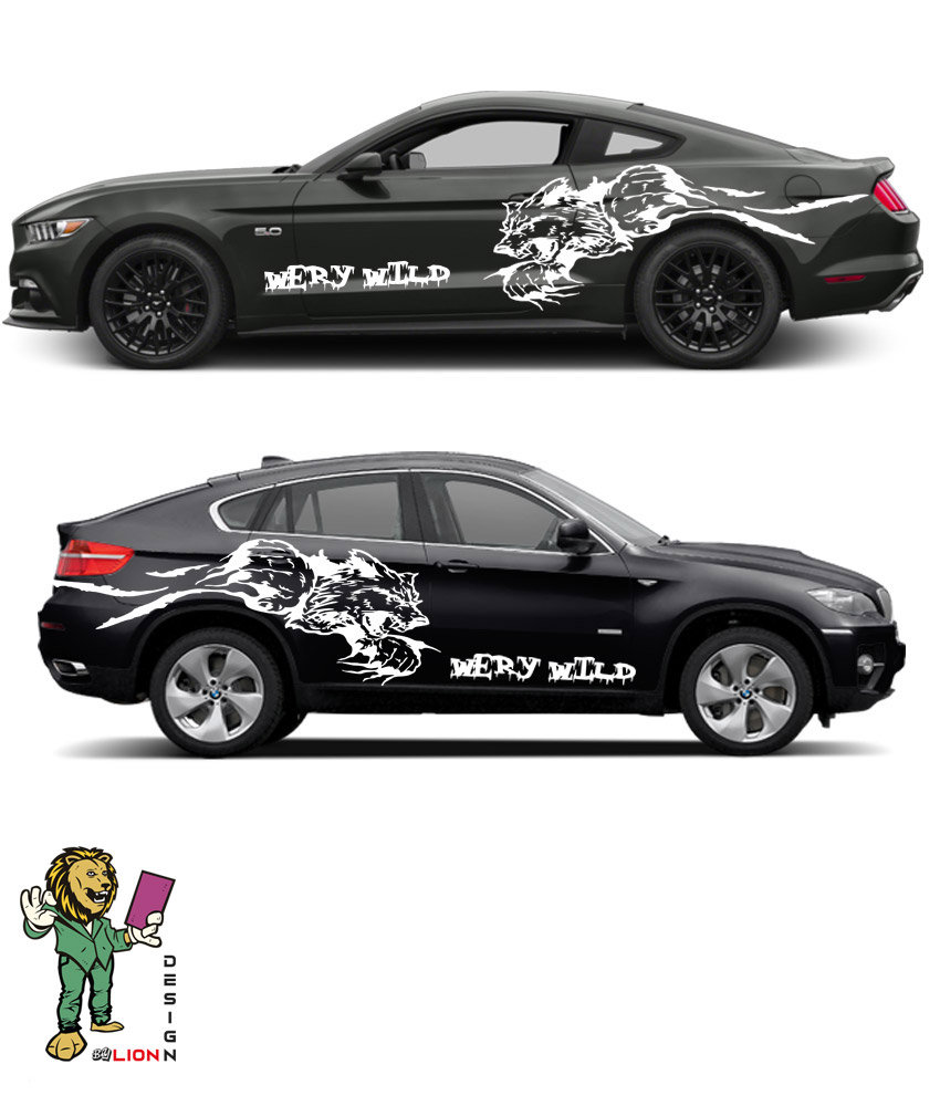 Wolf Fender Top Side Trunk Car Sticker, Wolf Car Decal, Wild Wolf ...