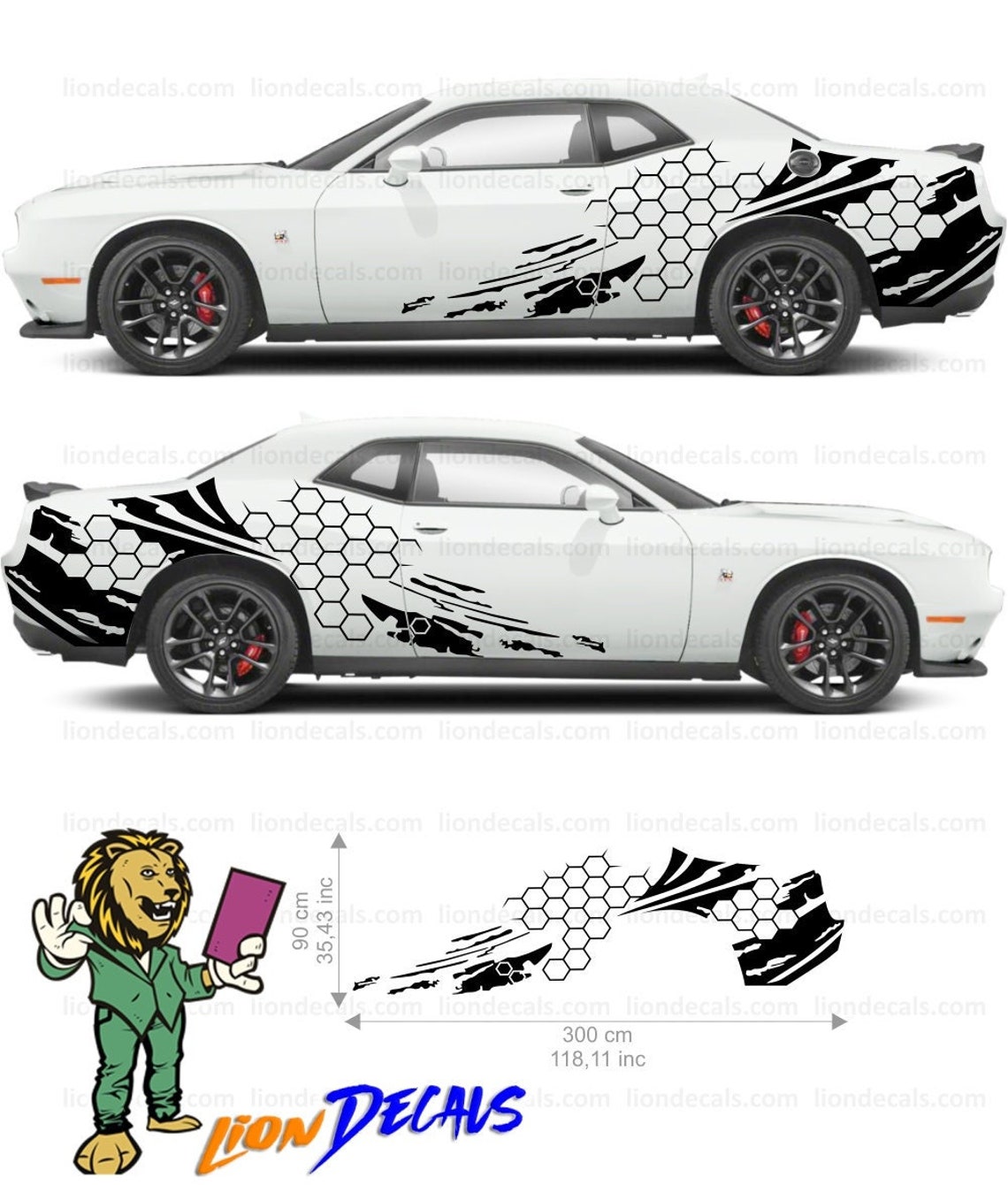 Honeycomb Car Side Decal. Honeycomb Sticker. Mustang- Charger ...