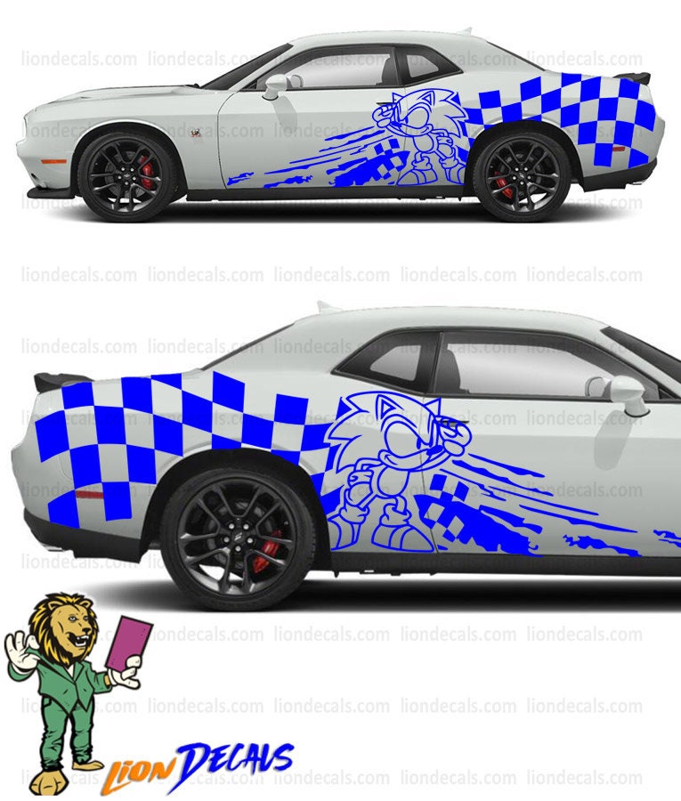 Sonic Car Side Rear Fender Top Decal. Sonic Side Car Sticker. Racing ...