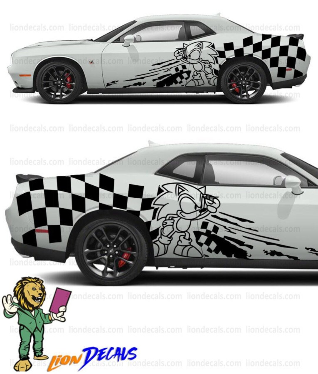 Sonic Car Side Rear Fender Top Decal. Sonic Side Car Sticker. Racing ...