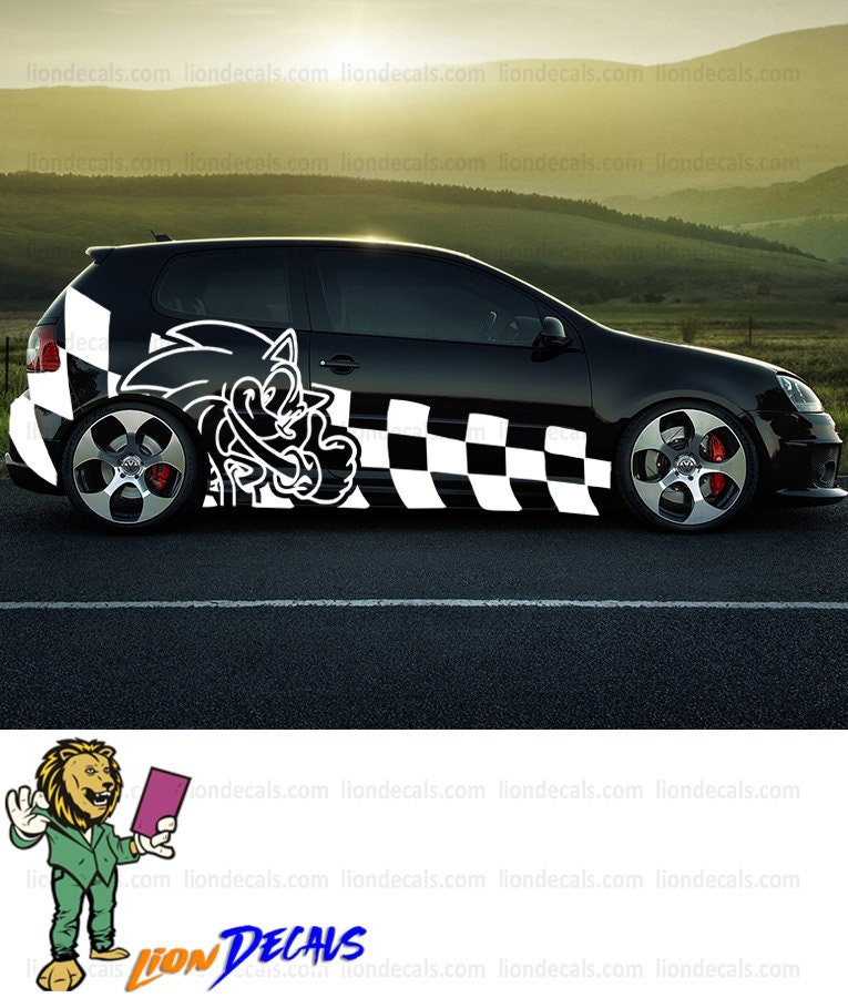 Sonic Car Side Rear Fender Top Decal. Sonic Side Car Sticker. Racing ...