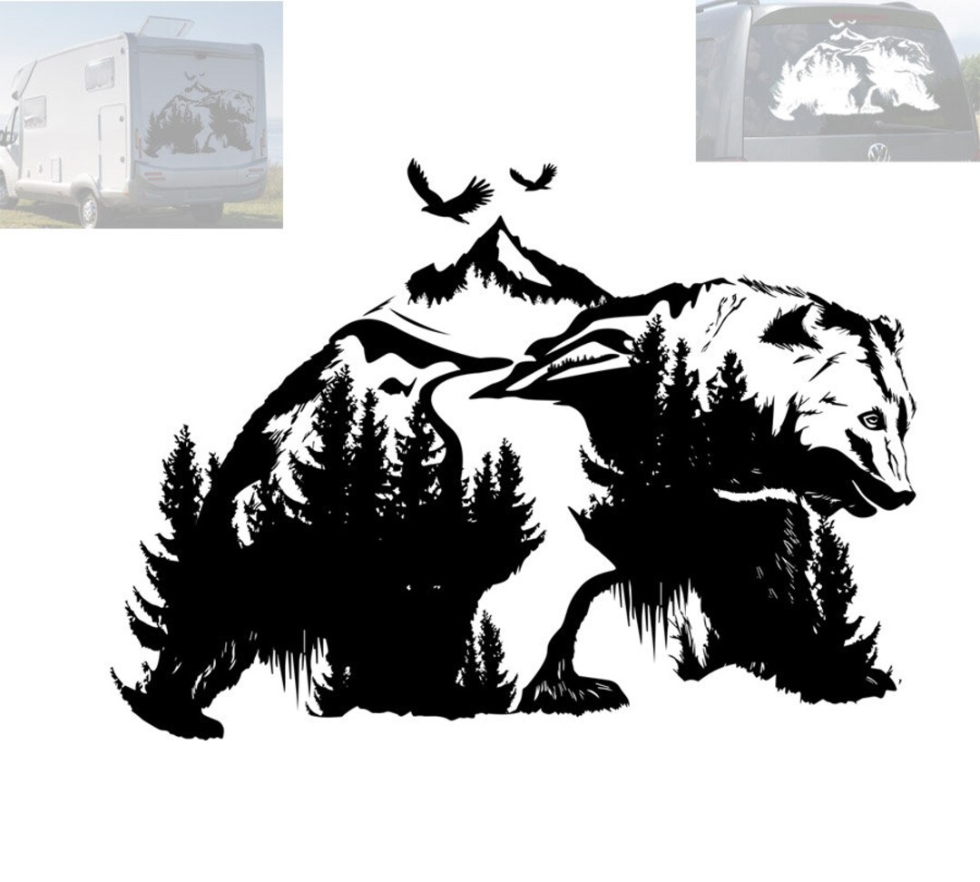 Bear Caravan Sticker, Bear Road Decal, Bear Mountain Caravan Decal - Etsy