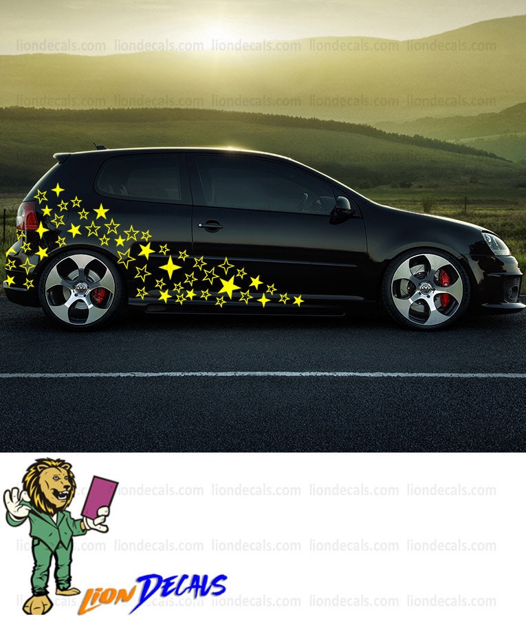 Star Car Stickers. Car Hood and Side Body Sticker Set. Mustang- Charger ...