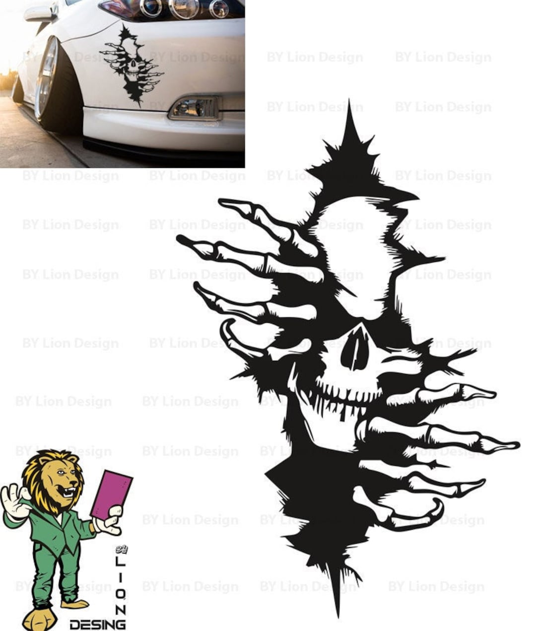 Skull Car Decal. Skull Car Hood Sticker - Etsy