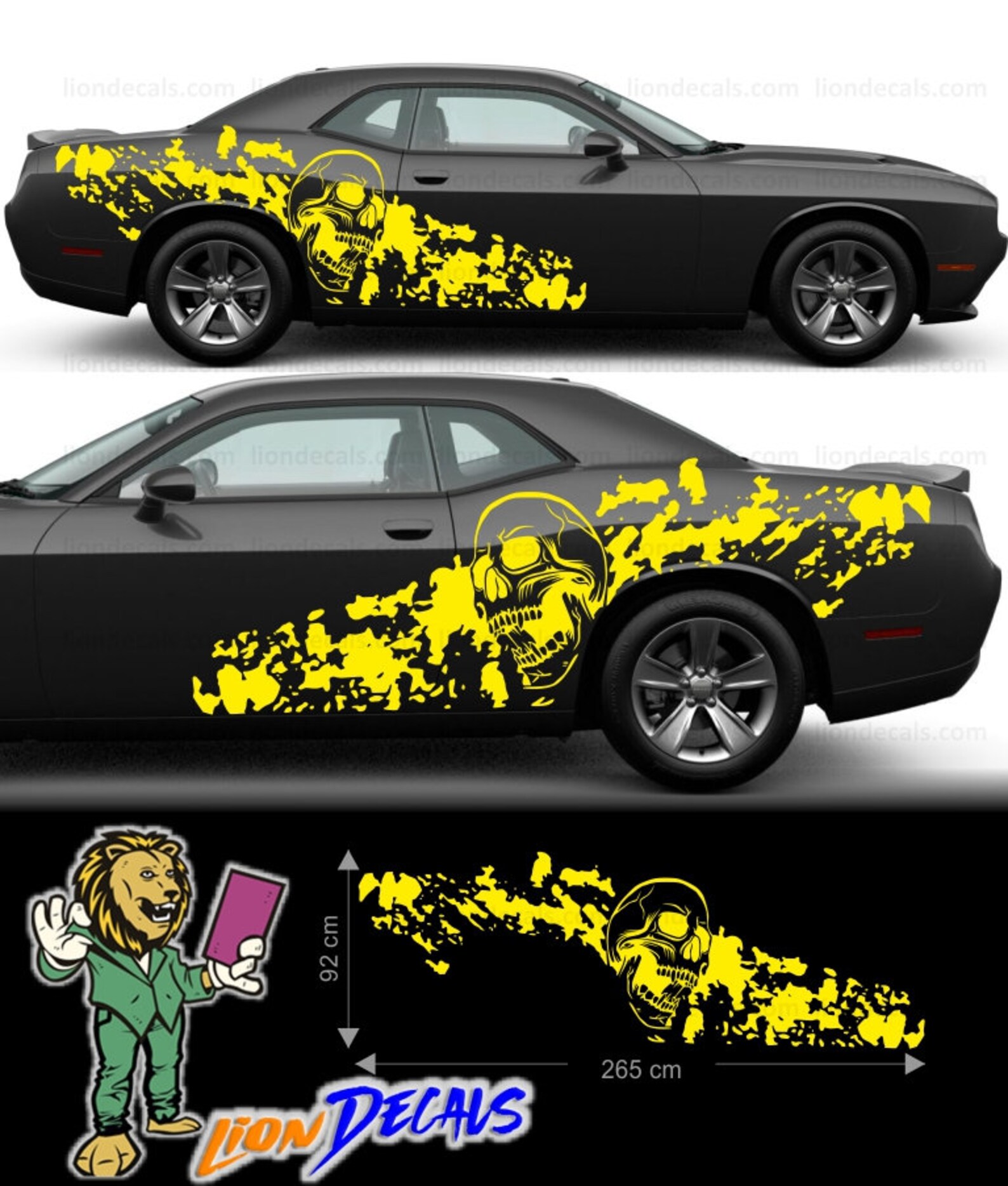 Dry Head Car Side Rear Fender Top Decal. Skull Side Car Sticker ...