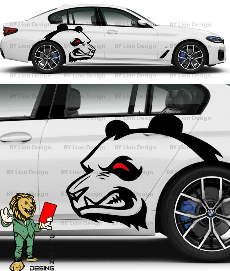 Angry Panda Side Car Decal. Charger Mustang Challenger Honda Hyundai ...