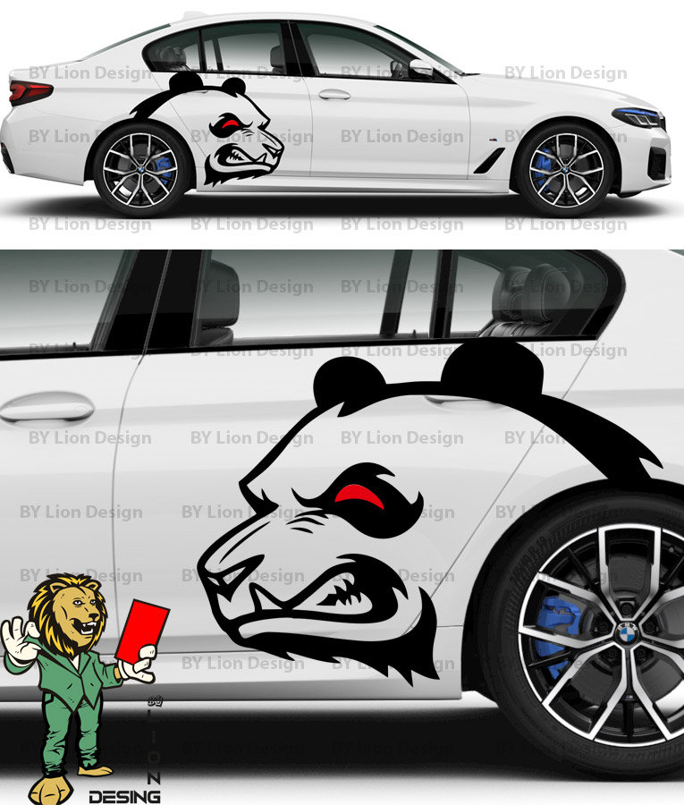 Angry Panda Side Car Decal. Charger Mustang Challenger Honda Hyundai ...