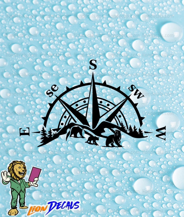 Compass and Mount Sticker Mountain Decal Compass Caravan - Etsy