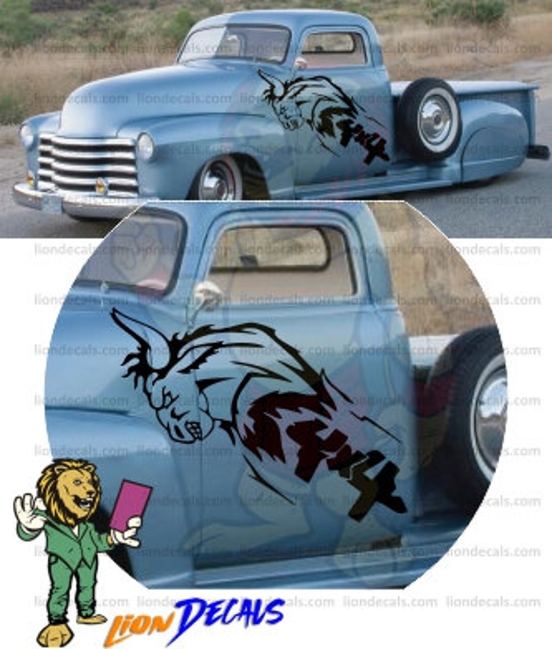 4x4 Bull off Road Pickup Truck Side Decal. Bull off Road Sticker. 4x4 ...