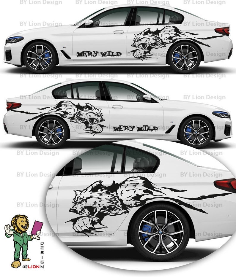 Wolf Fender Top Side Trunk Car Sticker, Wolf Car Decal, Wild Wolf ...