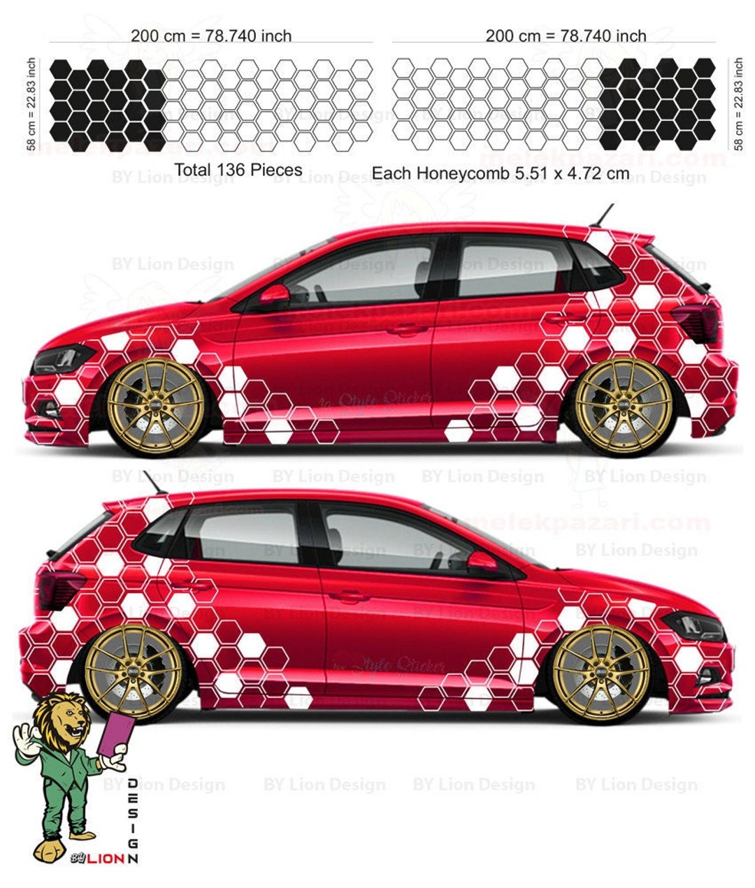 Honeycomb Side Trunk Car Decal, Honeycomb Car Sticker - Etsy