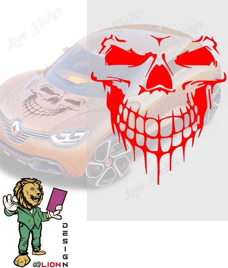 Skull Car Decal. Skull Car Hood Sticker - Etsy