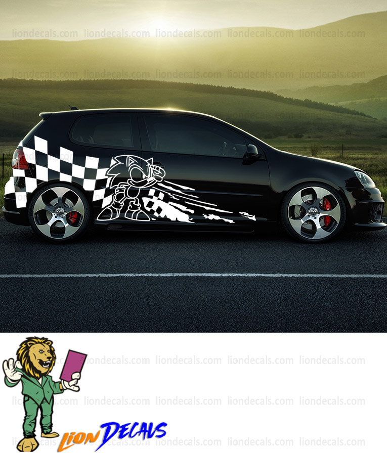 Sonic Car Side Rear Fender Top Decal. Sonic Side Car Sticker. Racing ...