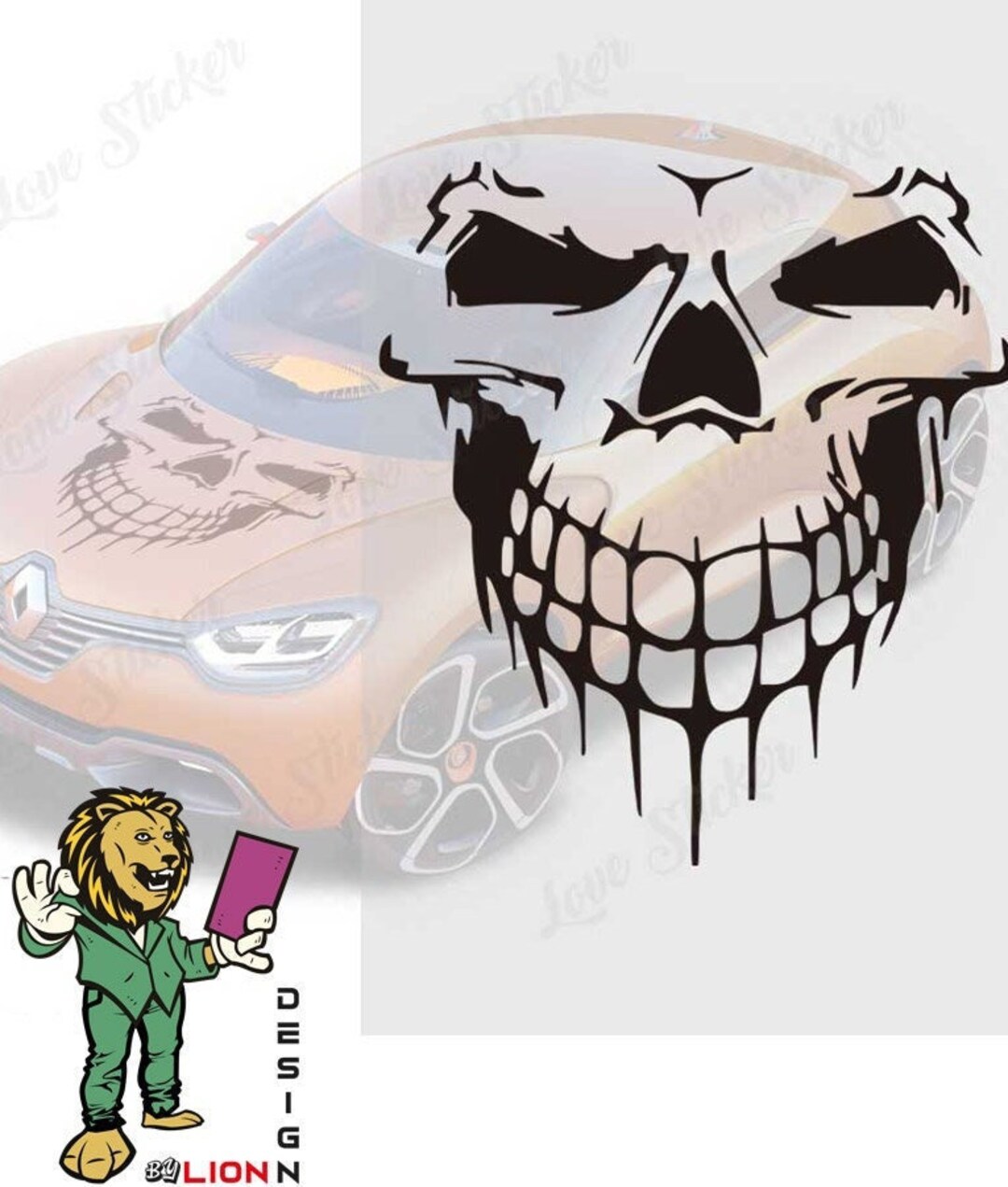 Skull Car Decal. Skull Car Hood Sticker - Etsy