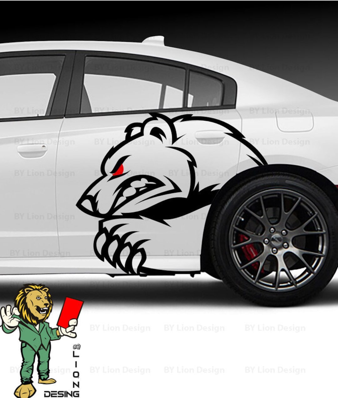 Angry Bear Fender Top Side Trunk Car Decal, Bear Decal. Bear Car ...