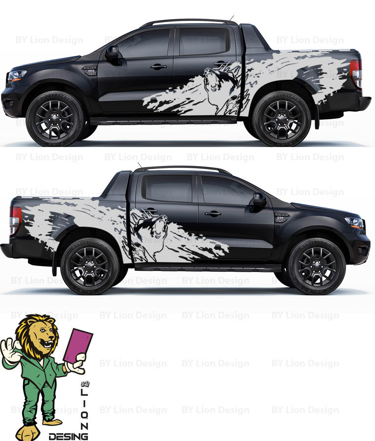 Wild Bear Pickup Truck Side Body Decal. Pickup Sticker. Ford Ranger ...