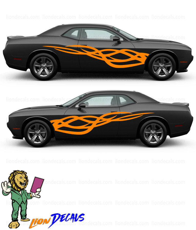 Tribal Pattern Flame Car Side Decal. Flame Racing Side Sticker. Racing ...