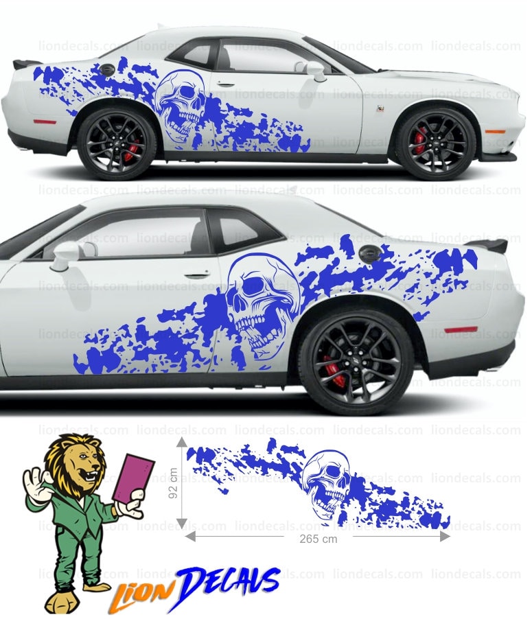 Dry Head Car Side Rear Fender Top Decal. Skull Side Car Sticker ...