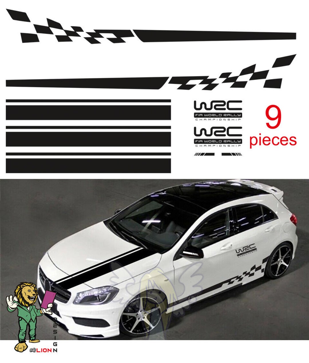 9 Piece Car Racing Strip Skin Decal. Racing Car Sticker - Etsy