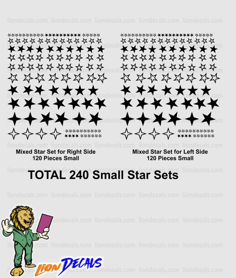 Star Car Stickers. Car Hood and Side Body Sticker Set. Mustang- Charger ...