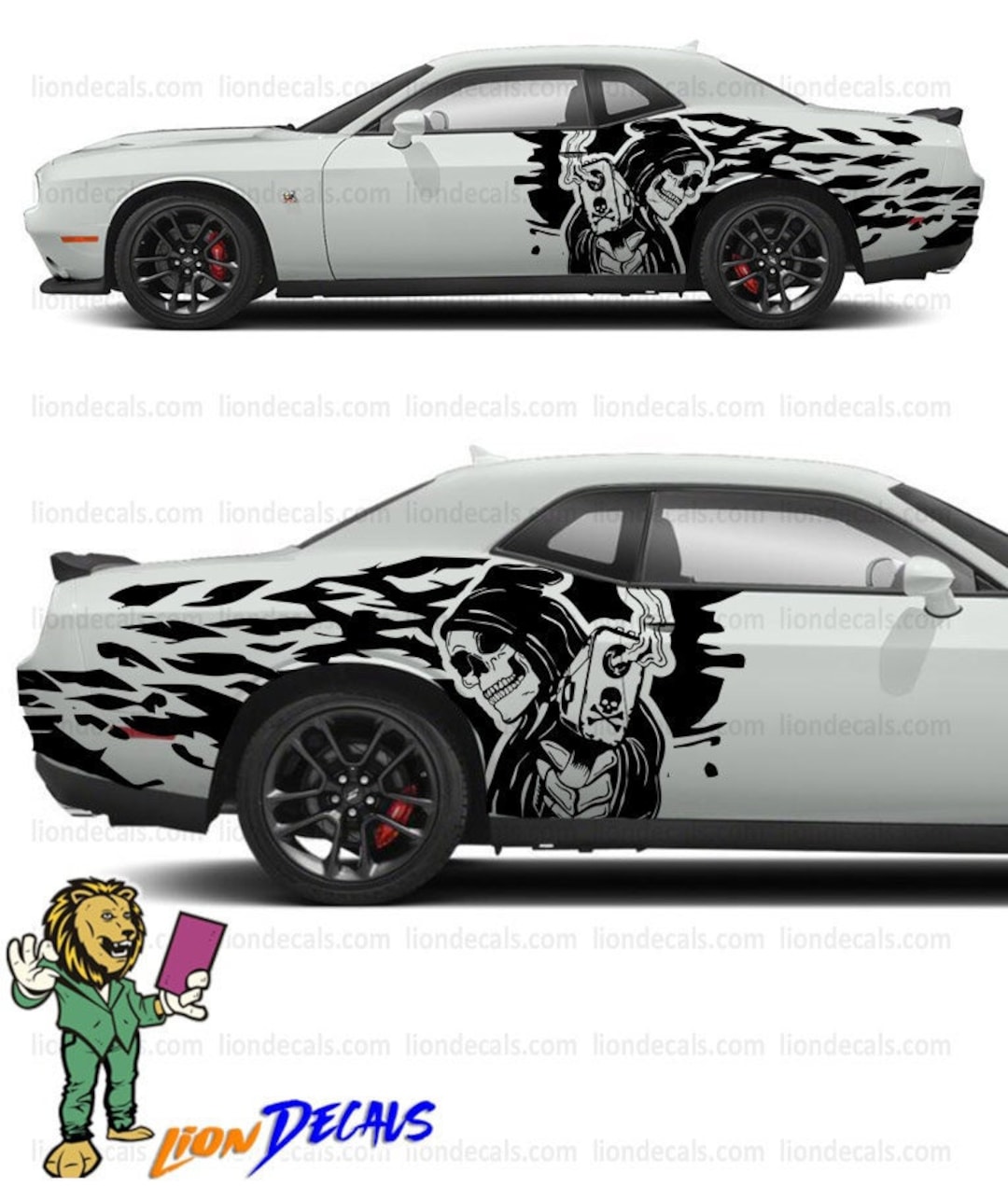 Skull Gun Car Rear Fender Side Body Stickers. Angel of Death Car Decal ...