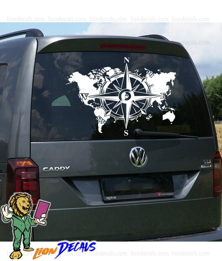 Compass Wolrd Map Caravan Decal. Compass Caravan Sticker. Compass Wolrd ...