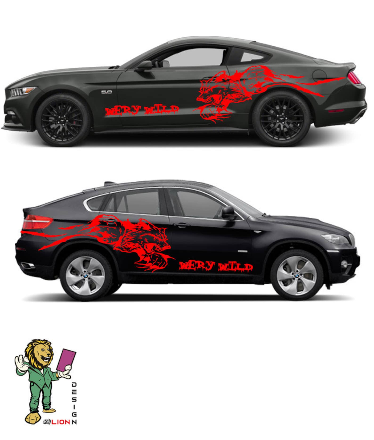 Wolf Fender Top Side Trunk Car Sticker, Wolf Car Decal, Wild Wolf ...