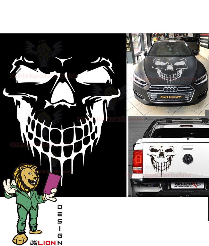 Skull Car Decal. Skull Car Hood Sticker - Etsy