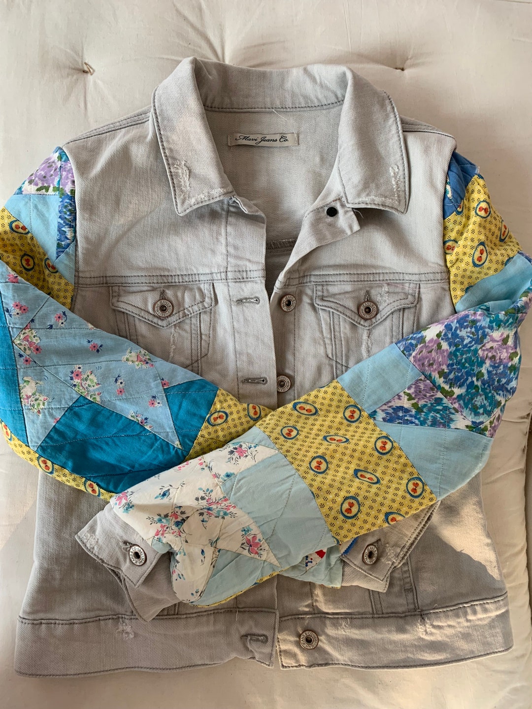 Coat of Many Colors Jacket Quilted Jean Jacket Upcycle Custom Cozy ...