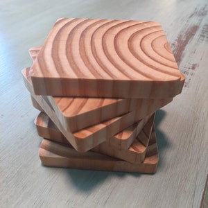 Wooden End Grain Coasters, Natural or Wood Burned Rustic Farmhouse, Set ...