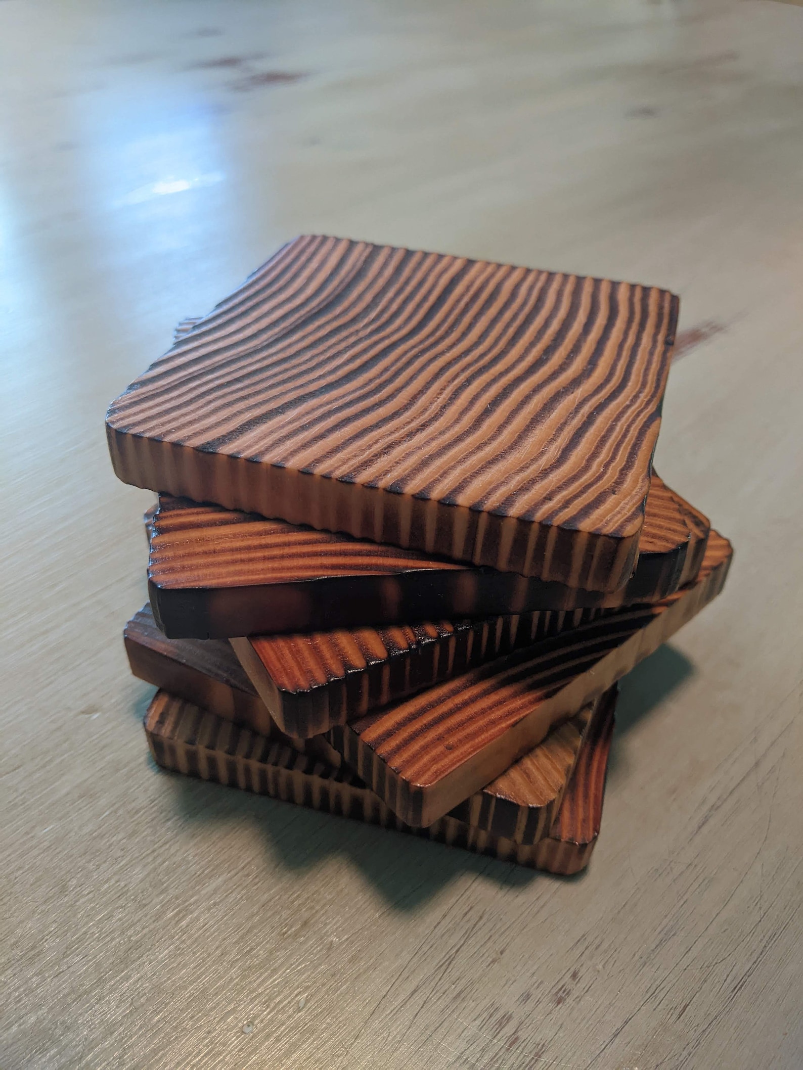 Wooden End Grain Coasters, Natural or Wood Burned Rustic Farmhouse, Set ...