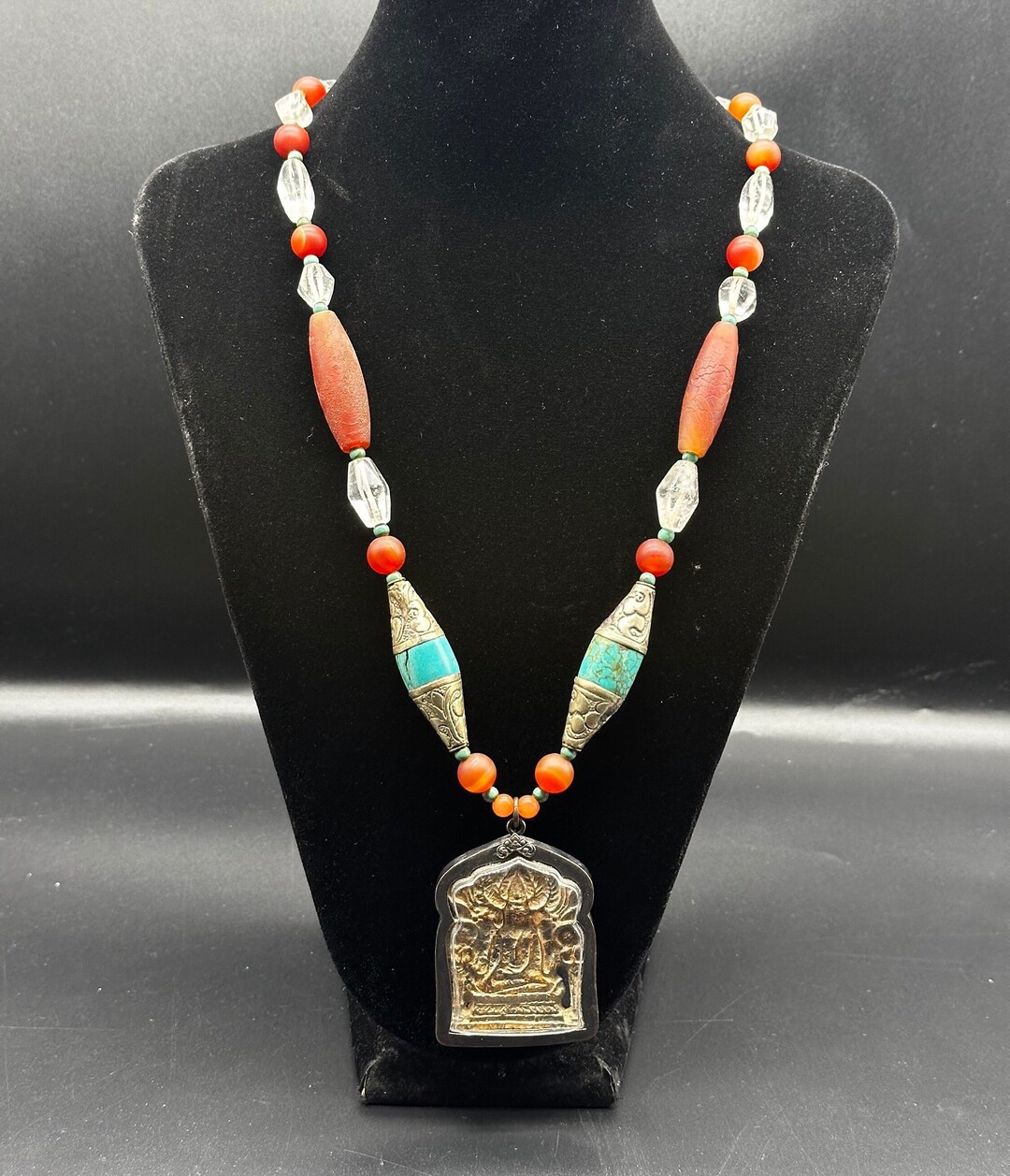 Gorgeous Old Thai Buddha Stone Pendant Necklace With Old Agate - Etsy