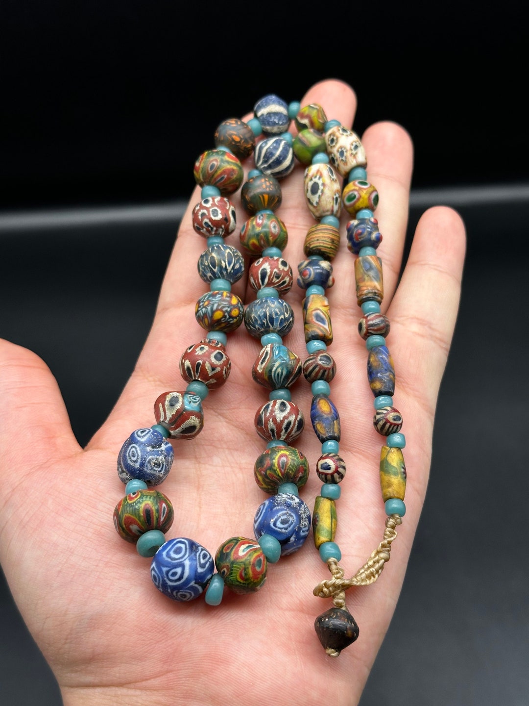 Very Beautiful Old Ancient Byzantine Roman Glass Beads, Mosaic Beads ...