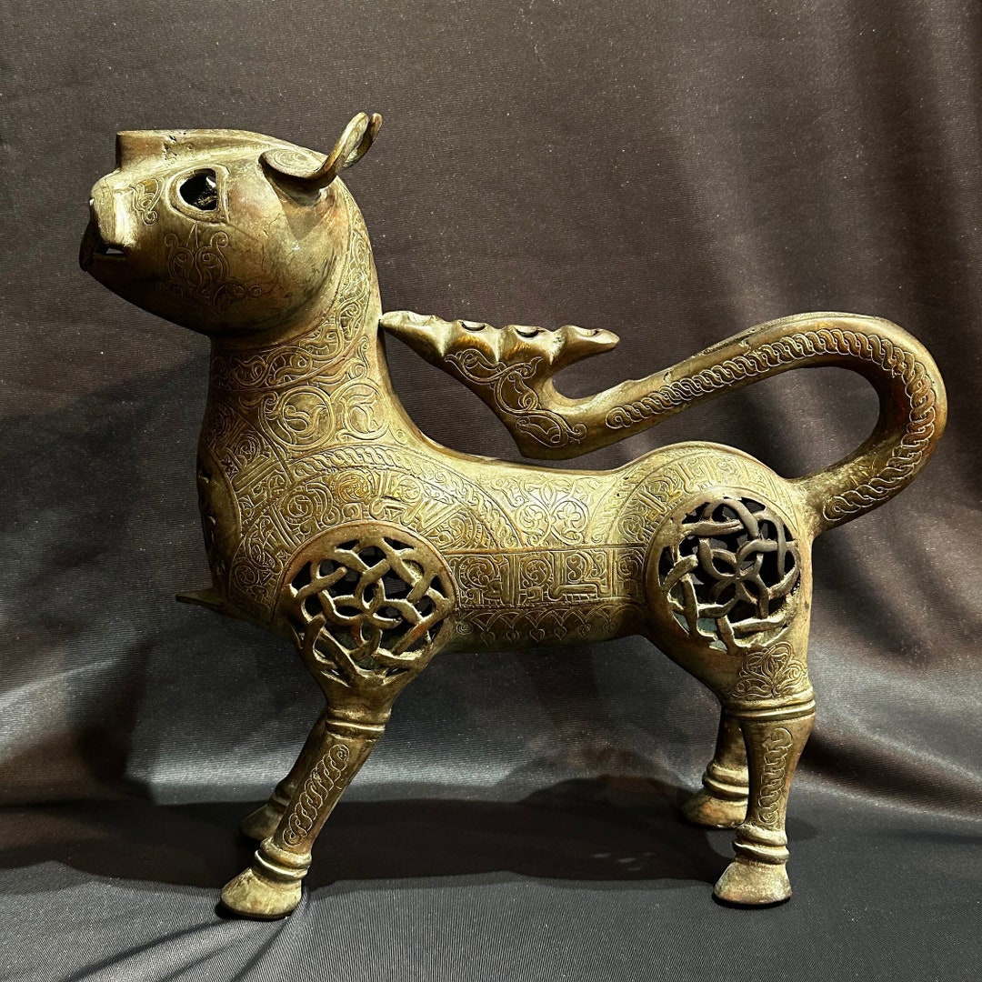 Wonderful Ancient Islamic Bronze Tiger With Silver Work and Islamic ...