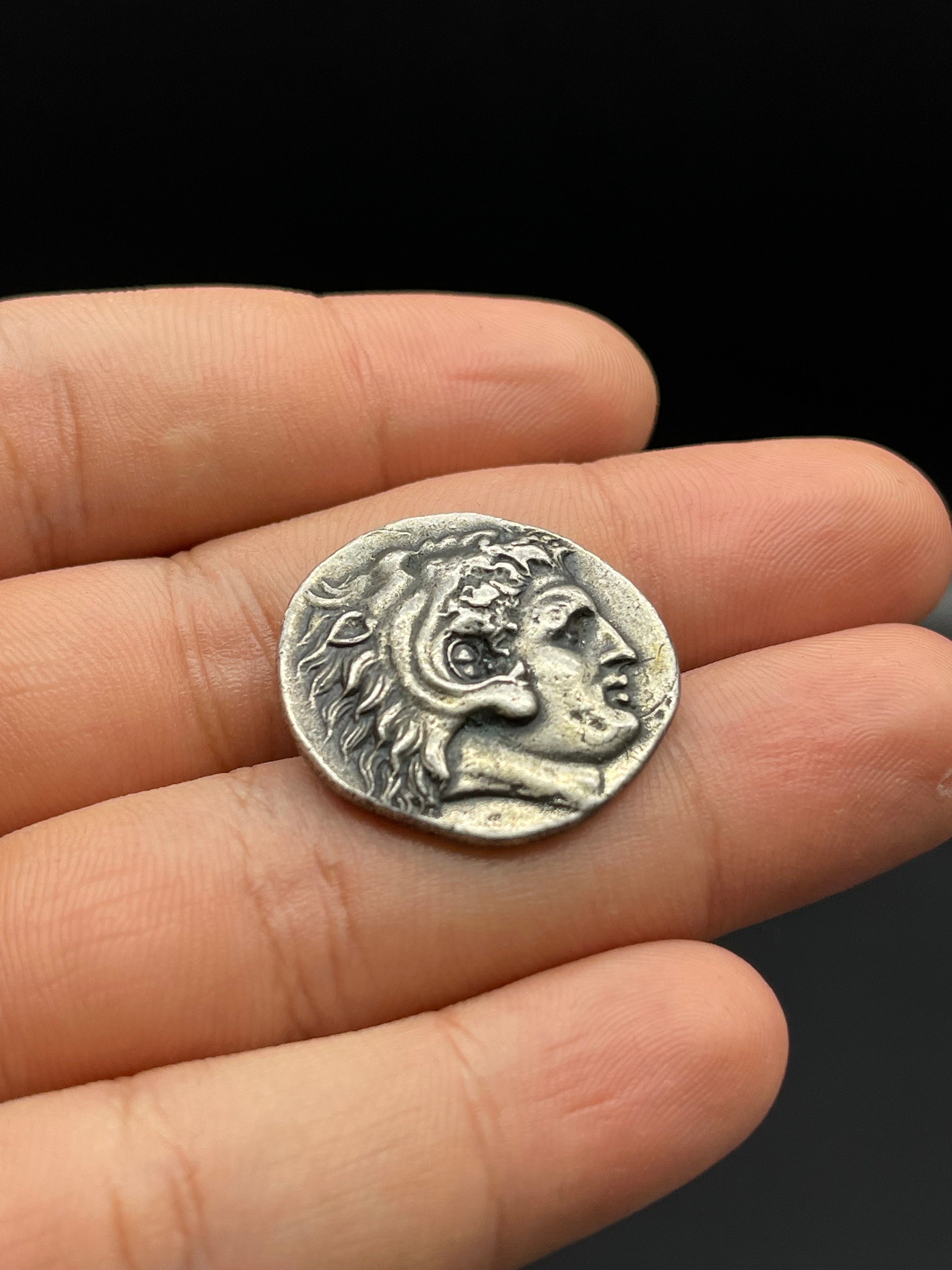 Old Ancient Original Solid Silver Coin Unique Hercules Wearing Lion ...