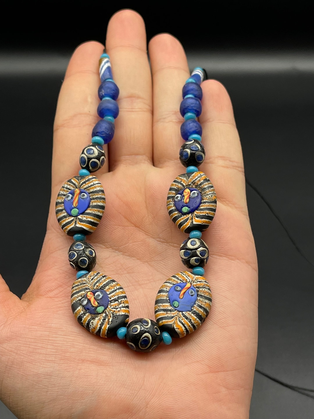 Beautiful Old Ancient Afghani Gabri Glass Beads With Ancient Phoenician ...