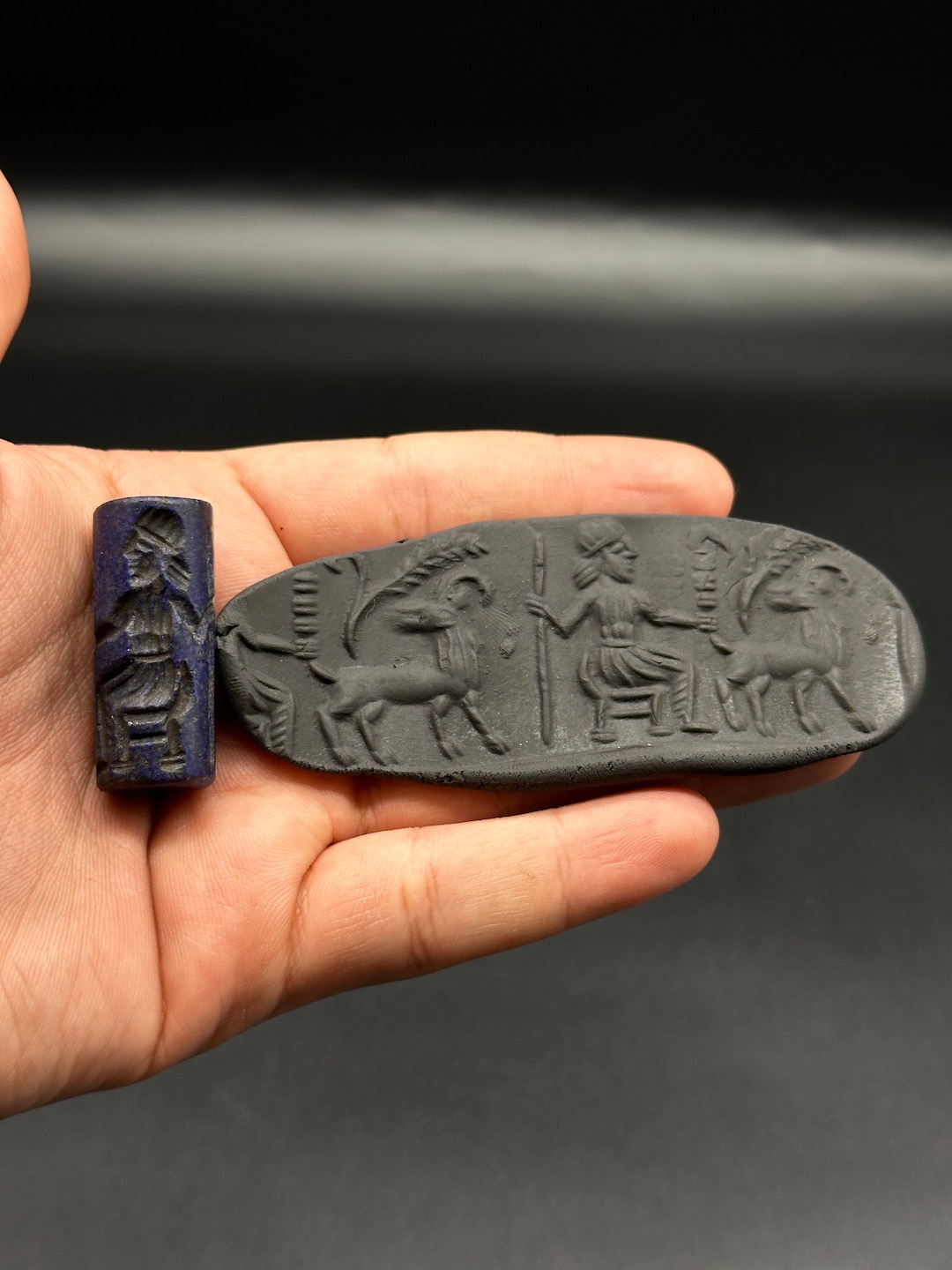 Old Indus Valley Ancient Carved on Lapis Lazuli Stone Intaglio ...