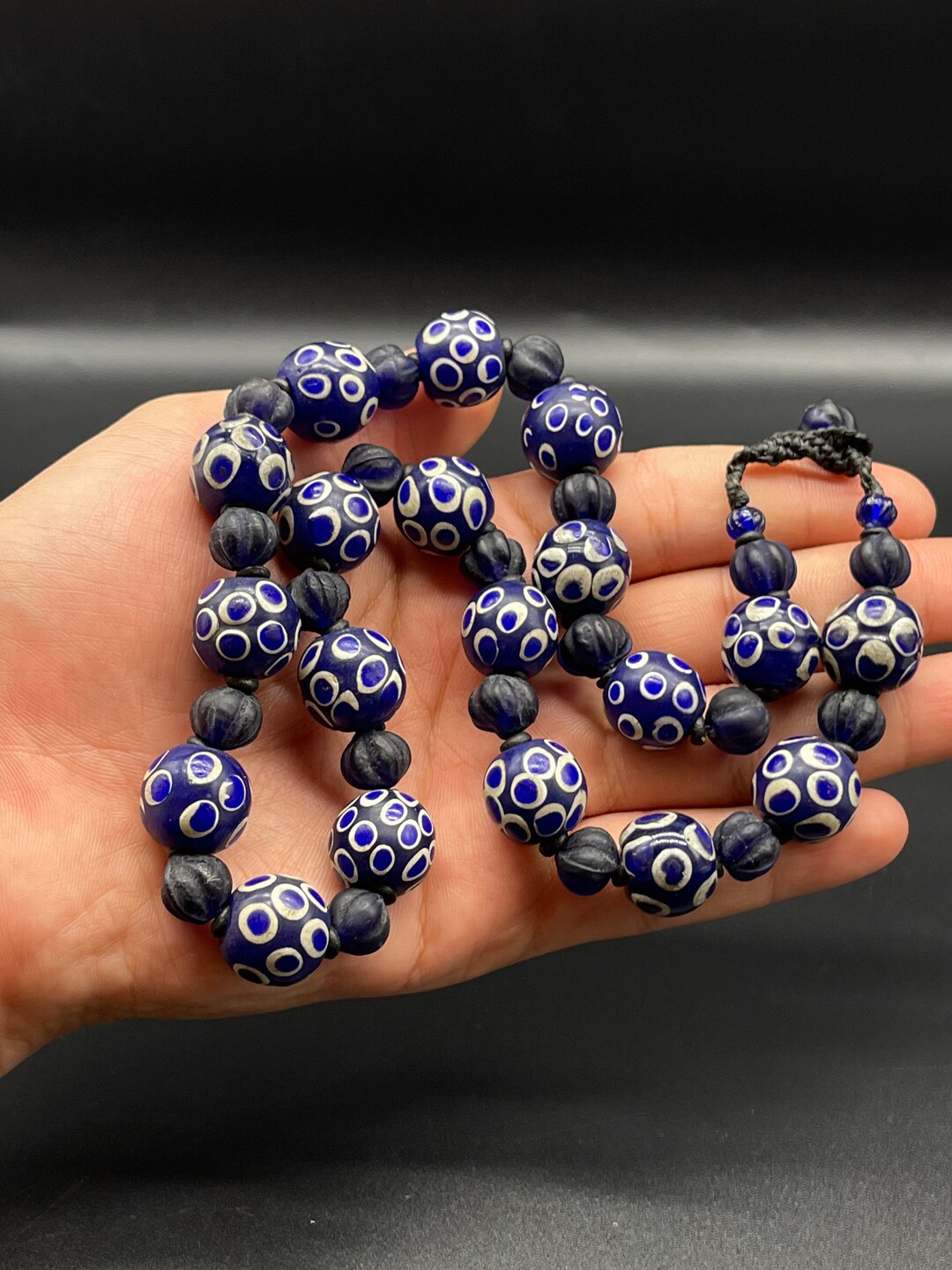 Beautiful Old Ancient Afghani Gabri Glass Beads With Gold Plated Brass ...