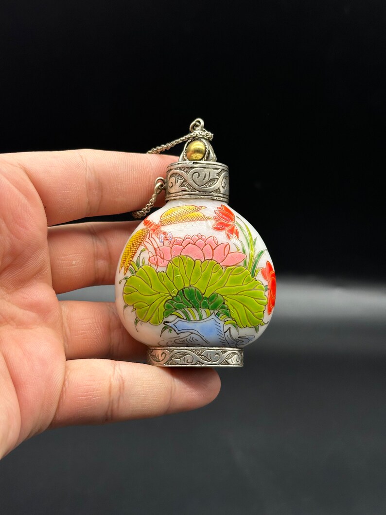 Antique Chinese Perfume Bottle Painted Birds and Flowers in Ceramic ...
