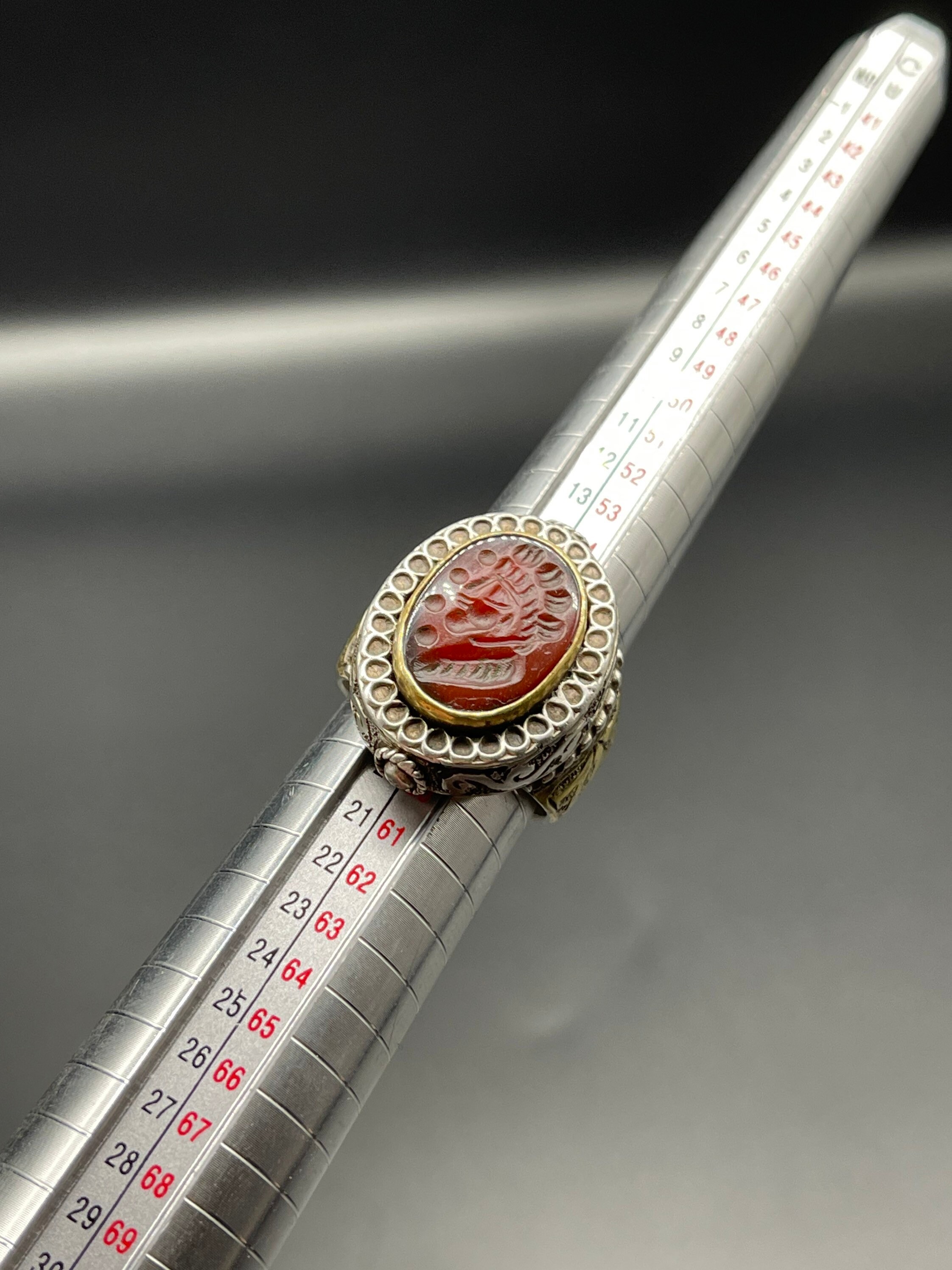 Very Beautiful Old Carved Roman Face on Carnelian Stone With Silver ...