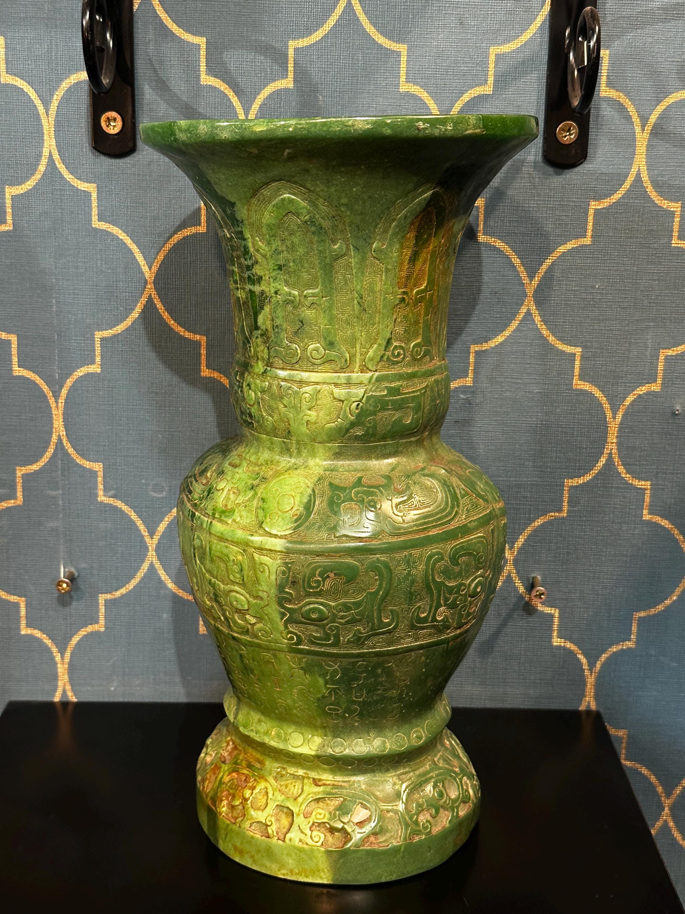 Wonderful Old Chinesemongolian Jade Engraved Symbols Antique Home ...