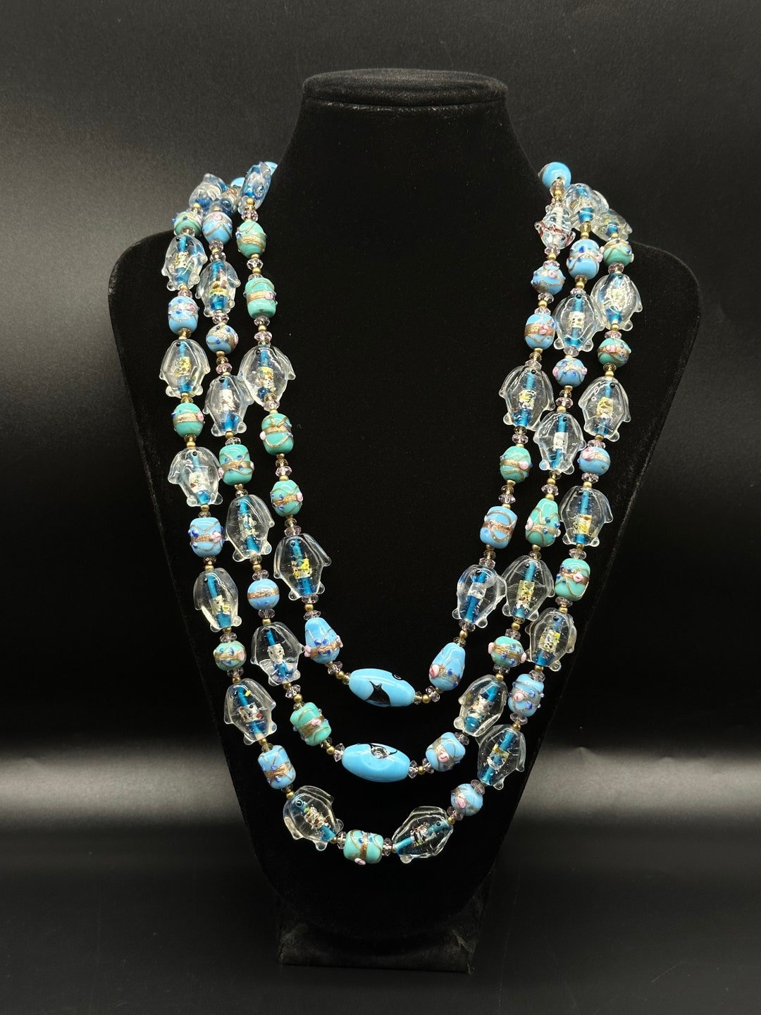 Gorgeous Mix Old Style Glass Beads Necklace From Venetian Different ...