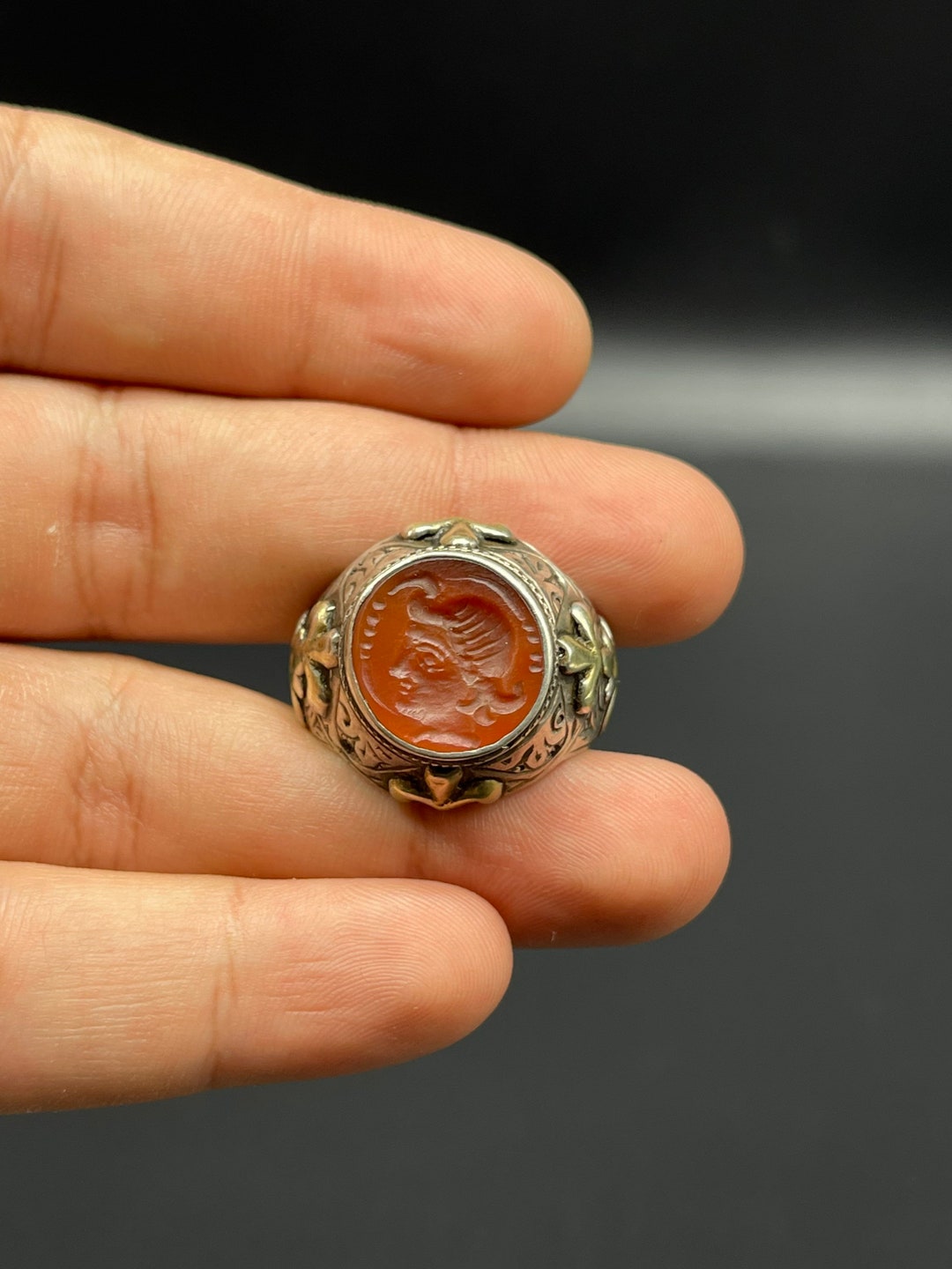 Gorgeous Ancient Greek Alexander the Great Face Carved on Natural Red ...