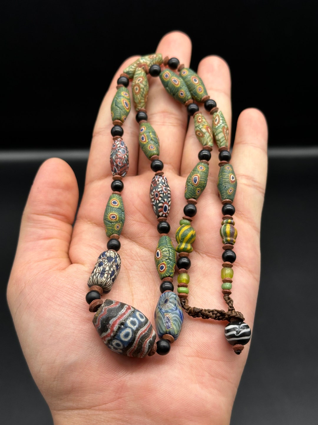 Old Ancient Roman Glass Beads, Mosaic Beads Necklace, Antique Beads - Etsy