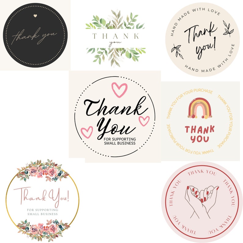 Digital Thank You Stickers Bundle Png Hand Lettered Thank - Etsy