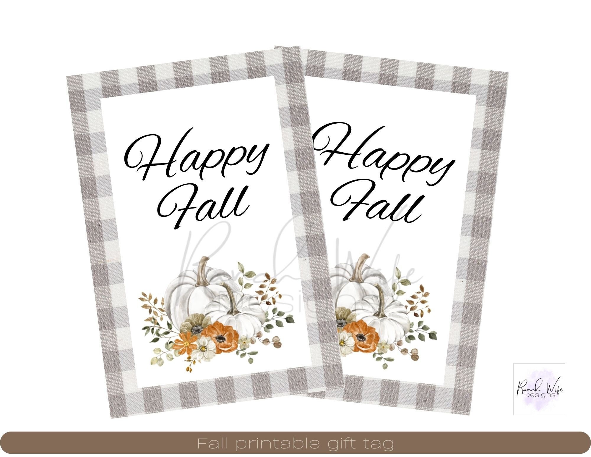PRINTABLE Fall Pumpkin Gift Tags, Rustic Pumpkin, Fall Digital Download ...