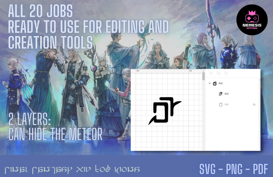 Final Fantasy XIV Metor Jobs SVG File Cricut Glowforge Digital Download ...