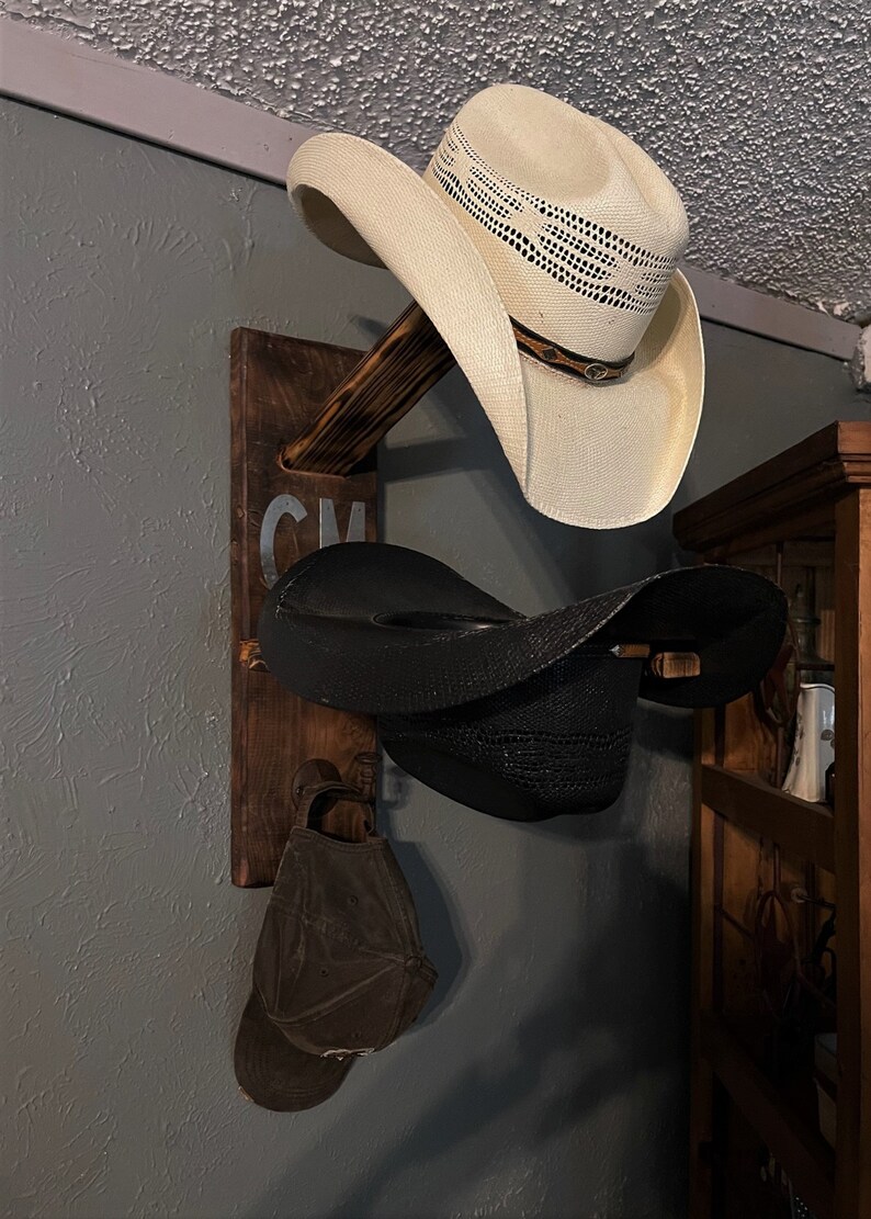 Cowboy Hat Rack -custom - 2 Hats, 1 Cap - Etsy