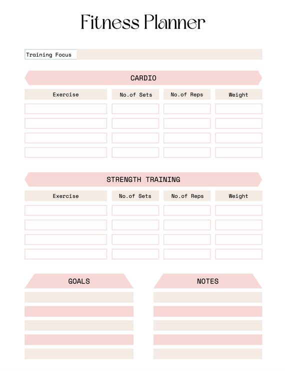 Fitness Planner Digital / Downloadable / Printable - Etsy