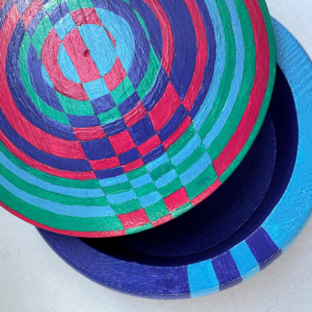 Colorful Trinket Box With Lid, Hand Painted Trinket Dish, Colorful Home ...